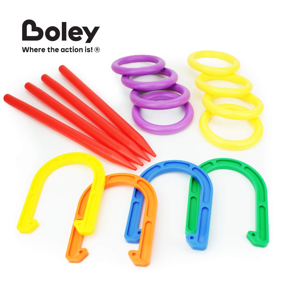 Boley 20-Piece Outdoor Backyard Ring Toss and Horseshoe Throwing Game ...