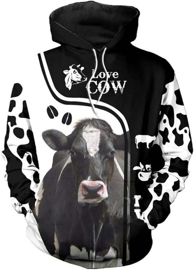 3D Tier Kuh Gedruckt Hoodies Herren Kapuzenpullover Sweatshirt Herbst ...