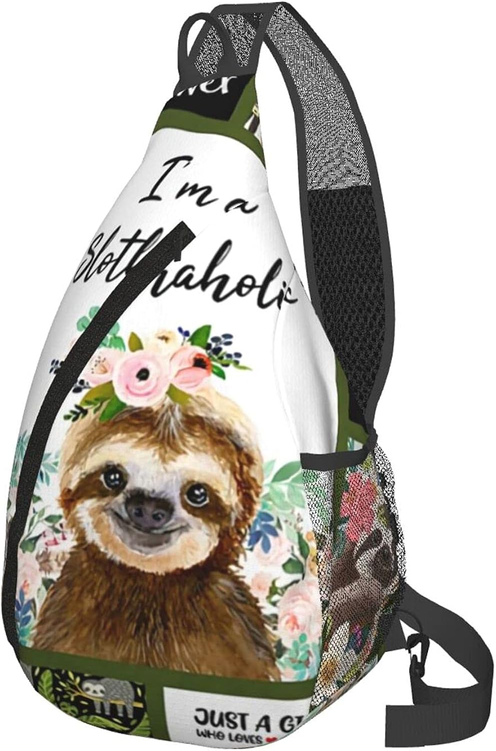 Sloth I Am A Slothaholic Chest Shoulder Backpack Crossbody Pack ...