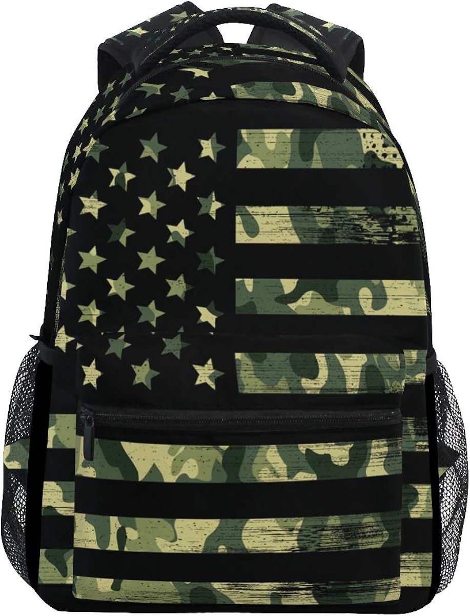 American Flag Camouflage Grunge Backpacks Travel Laptop Daypack School ...