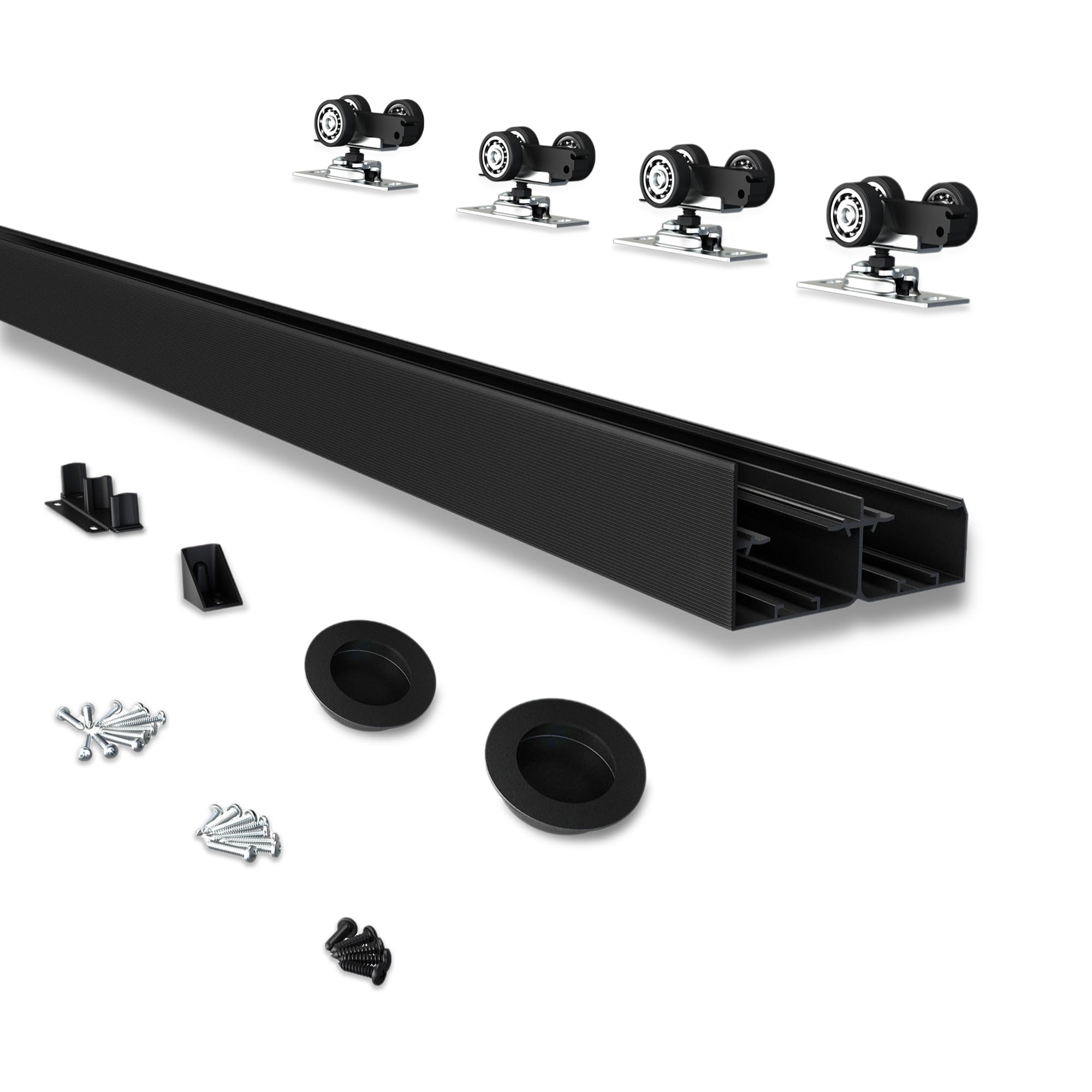 JUBEST 6FT Heavy Duty Bypass Door Hardware with Finger Pulls,Sturdy ...