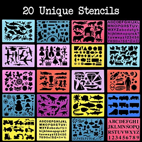 Stencil Drawing Kit for Kids, 100 Piece Set with 300 Stickers, 540 ...