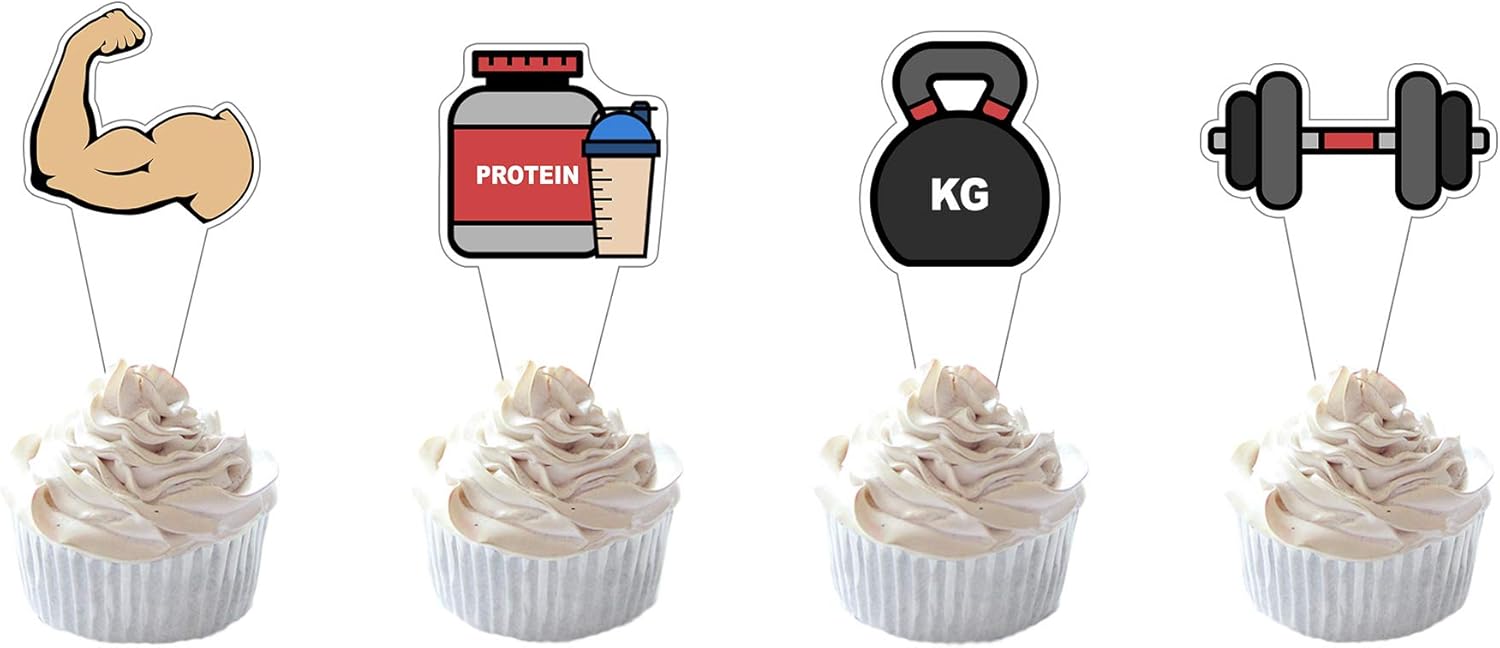 Party Hive 24pc Gym Workout Cupcake Toppers for Birthday Party Event Decor