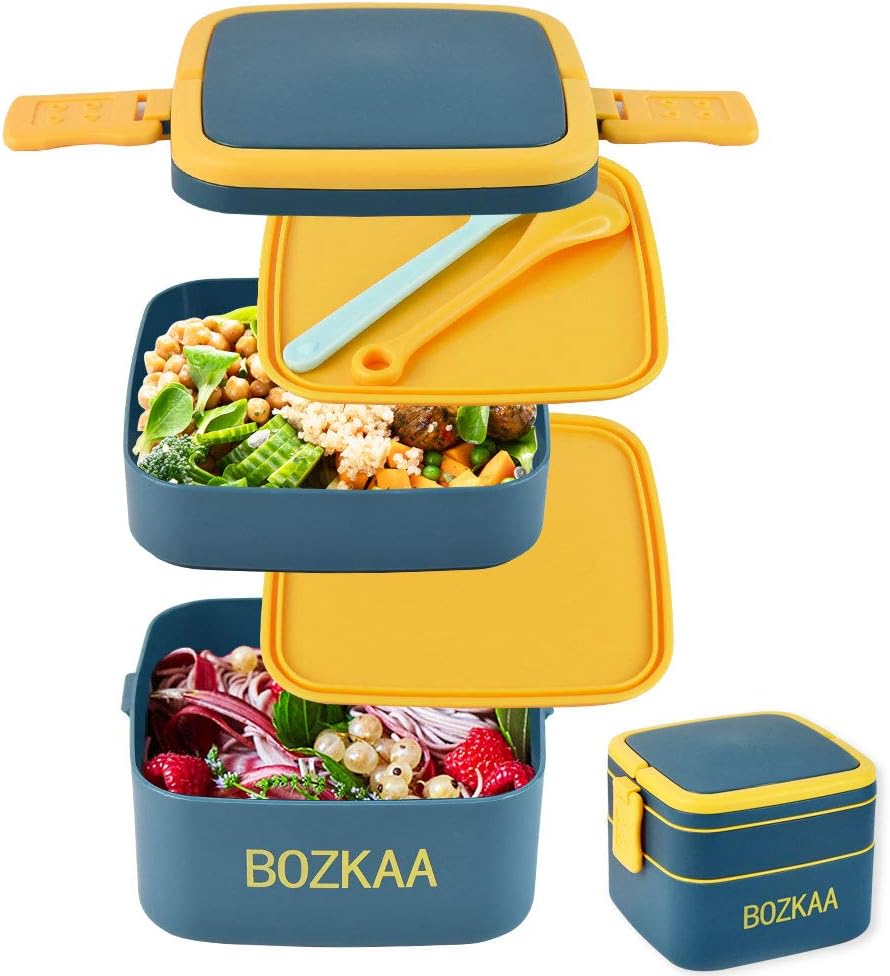 Lunch Box, 2-Layer Bento Boxs, Compartment Lunch Boxes with Tableware ...