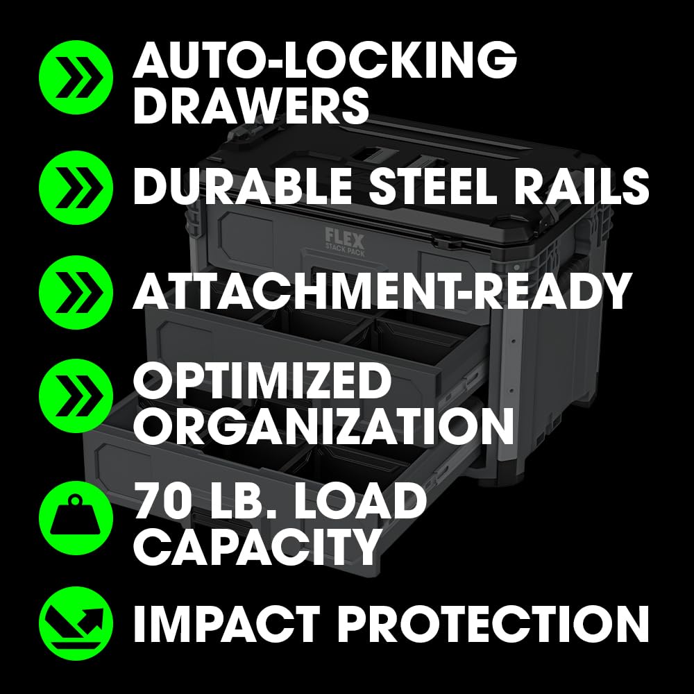 FLEX STACK PACK Storage System 3-Drawer Tool Box - FS1105, Grey/Black ...