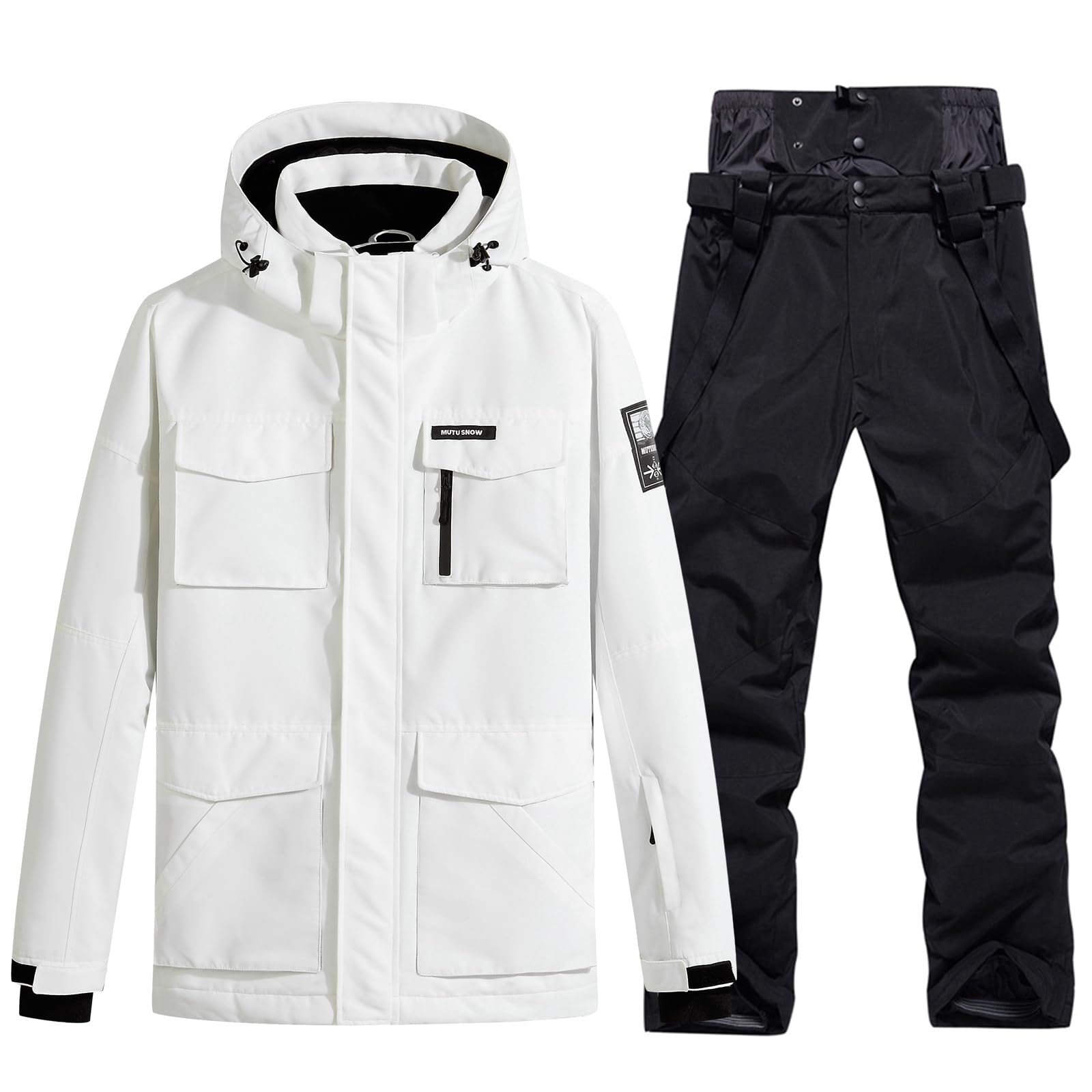 Men's Ski Jacket and Pants Set Waterproof Snowsuit Windproof Snow Suit ...