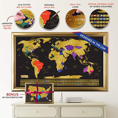 Scratch Off World Map + Scratch Off USA Map Travel Poster | US States ...