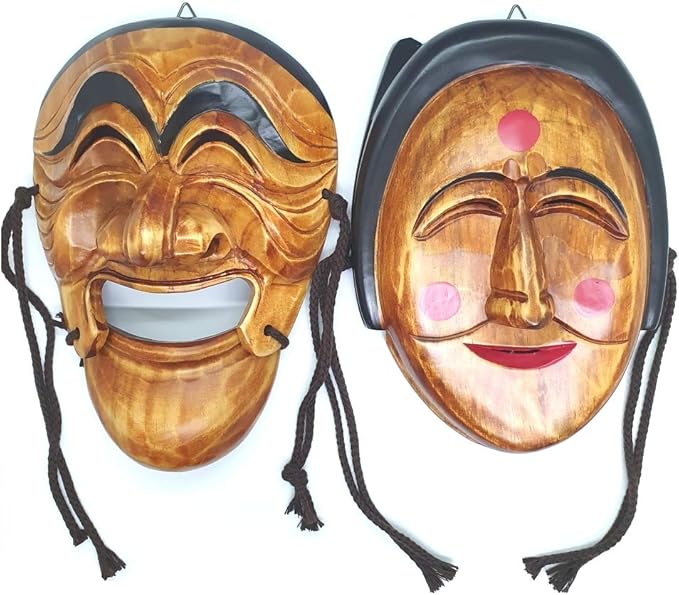 Amazon.com: Hahoe Mask Korean Traditional Mask Hahoe Tal Hand Carved ...