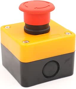 Baomain Red Sign Emergency Stop Switch Push Button Weatherproof Push Button Switch 660V with Box ...