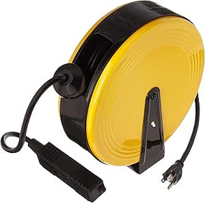 Bayco CA-800B2 Retractable Metal Cord Reel with Three Outlets and ...