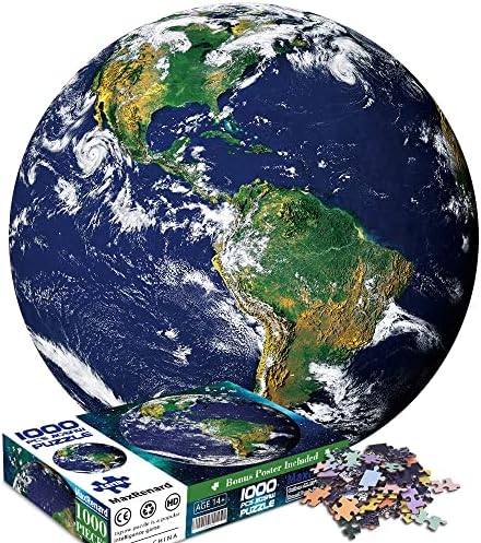 BUSCBEAR Earth Round Puzzle 1000 Pieces for Adults Kids Large Space ...