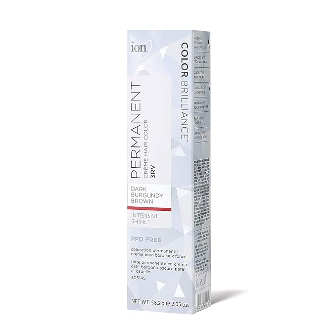 Amazon.com : Ion 3RV Dark Burgundy Brown Permanent Creme Hair Color 3RV ...