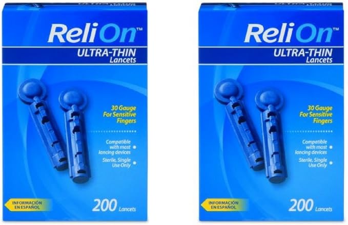 Amazon.com: ReliOn 30 Gauge Ultra-Thin Lancets, 200 Ct (2 Pack): Health ...