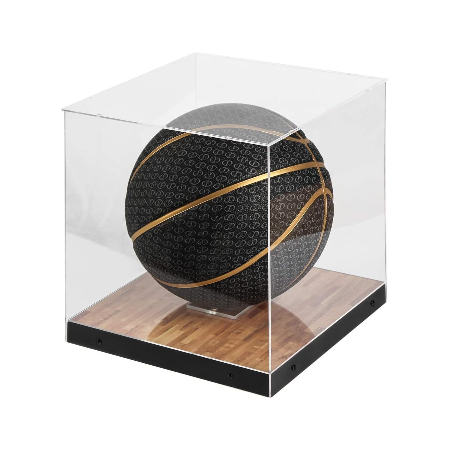 J JACKCUBE DESIGN Basketball Display Case Stand with Wooden Base, Clear ...