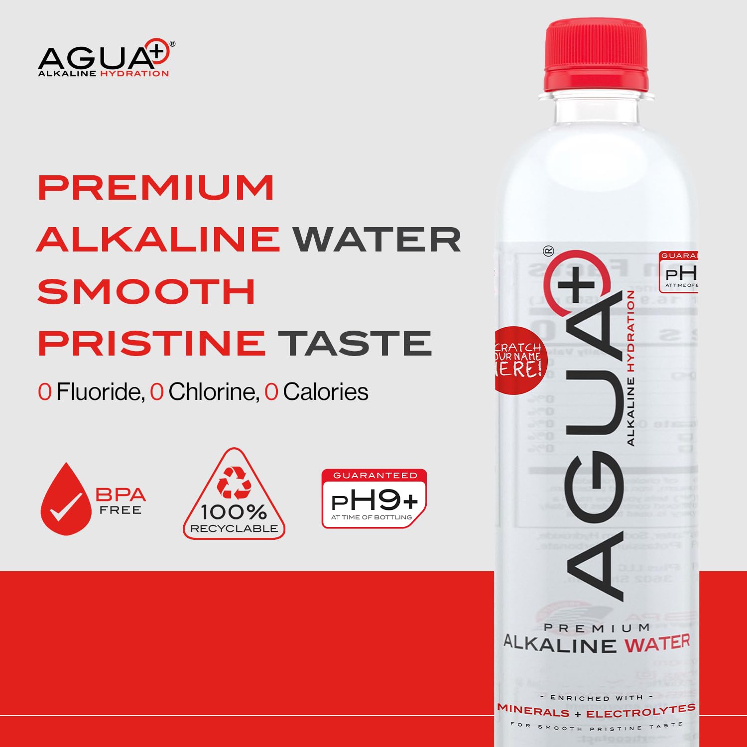 Mua Agua Plus pH9+ Alkaline Water Bottles - 16.9 fl (500mL) oz Drinking ...