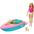 Amazon.com: Barbie Doll and Boat Playset with Pet Puppy, Life Vest and ...