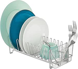 Amazon.com: mDesign Steel Compact Modern Dish Drying Rack with ...