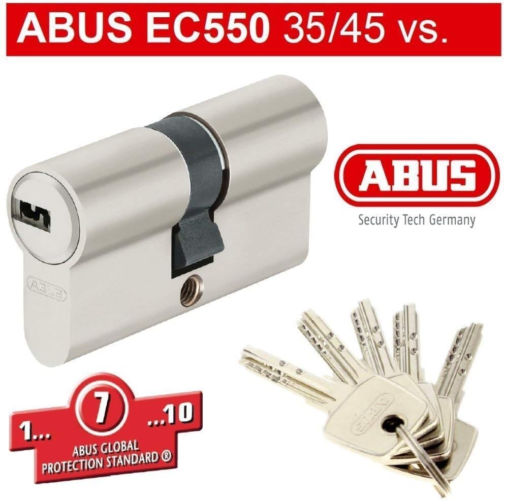 ABUS EC550 Profil-Doppelzylinder Länge 35/45mm mit 5 Schlüssel: Amazon ...