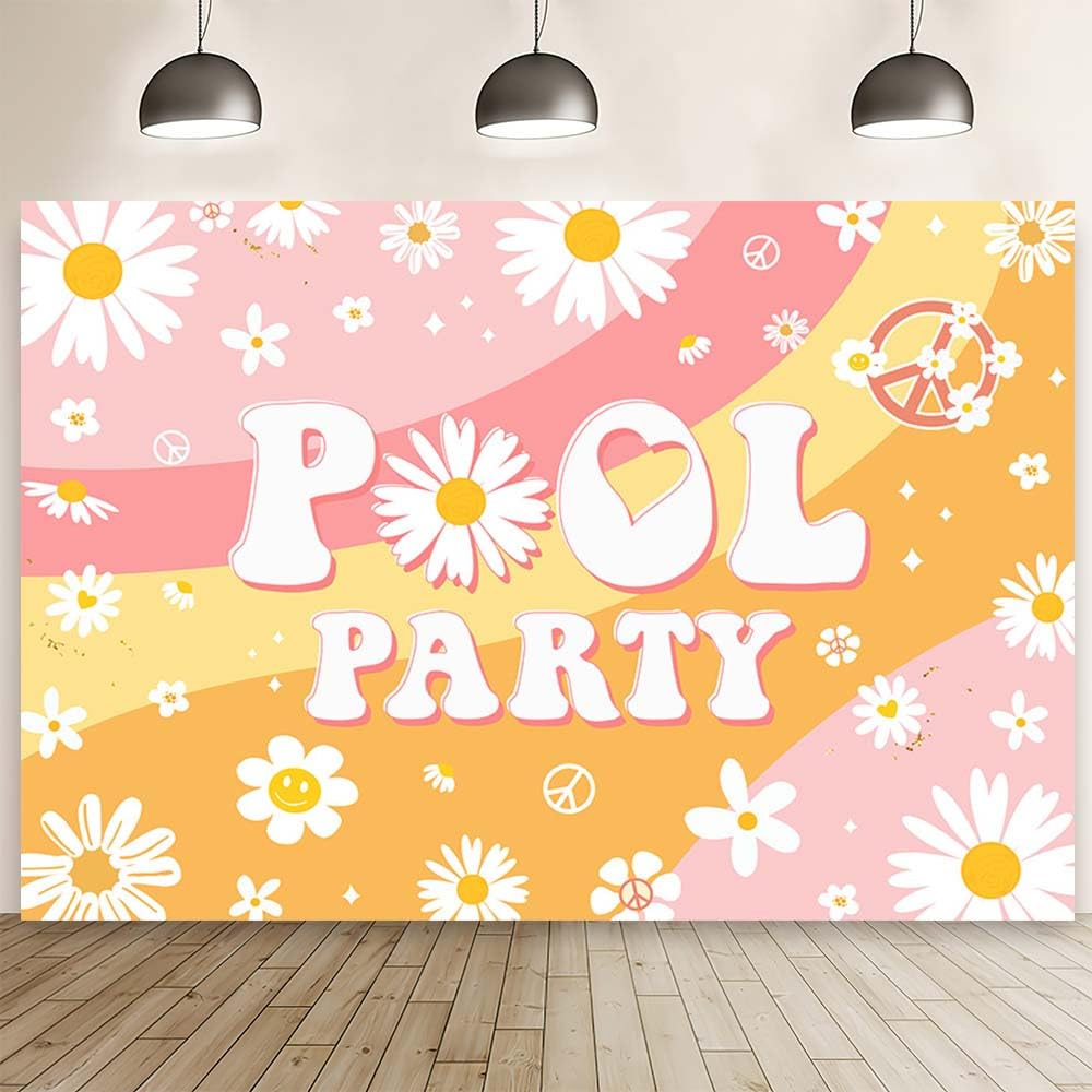 MEHOFOND 7x5ft Groovy Pool Party Backdrop for Kids Adults Retro Hippie ...