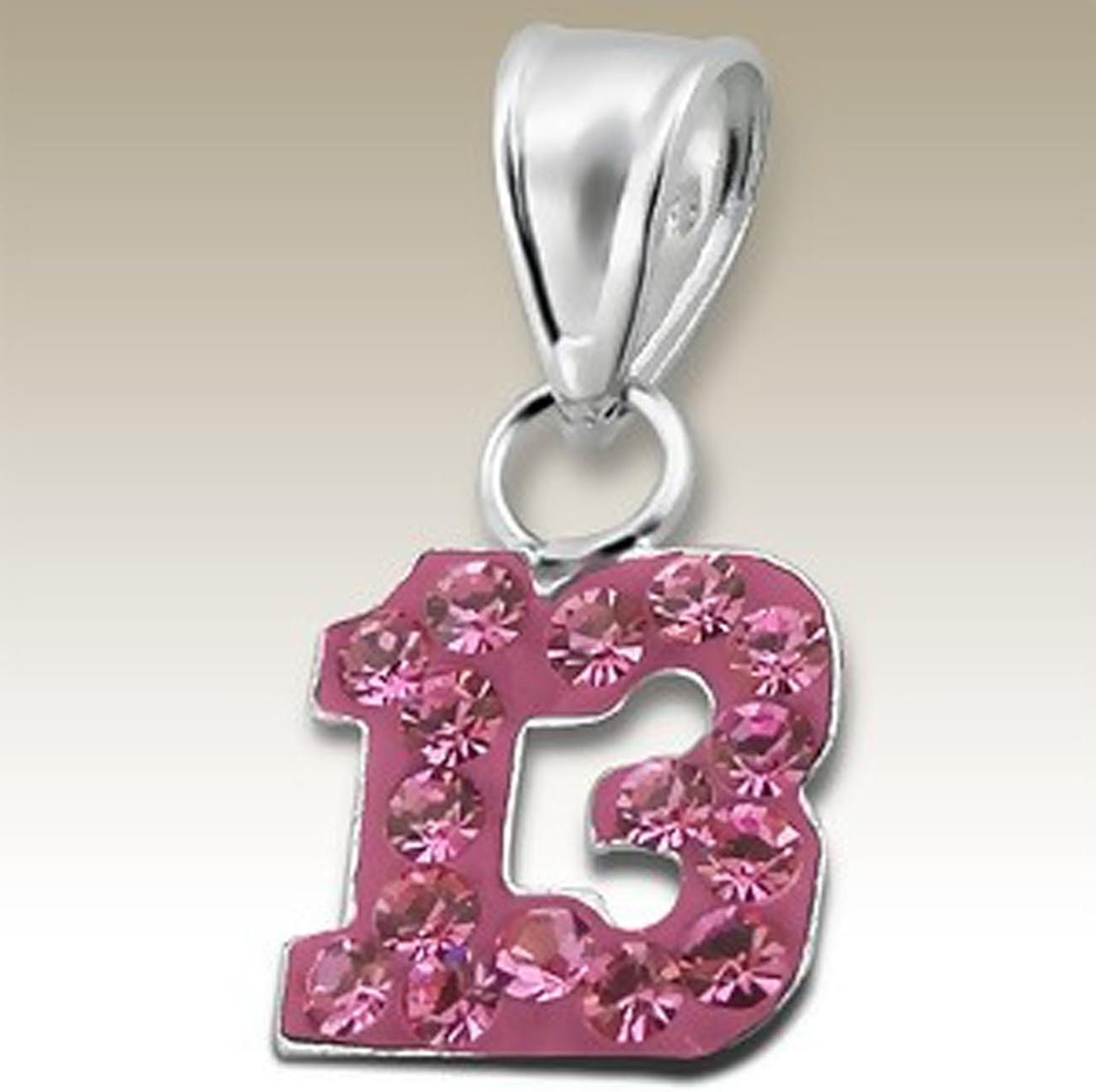 Amazon.com: Digit Number 13 Pendant, Sterling Silver with Crystal ...