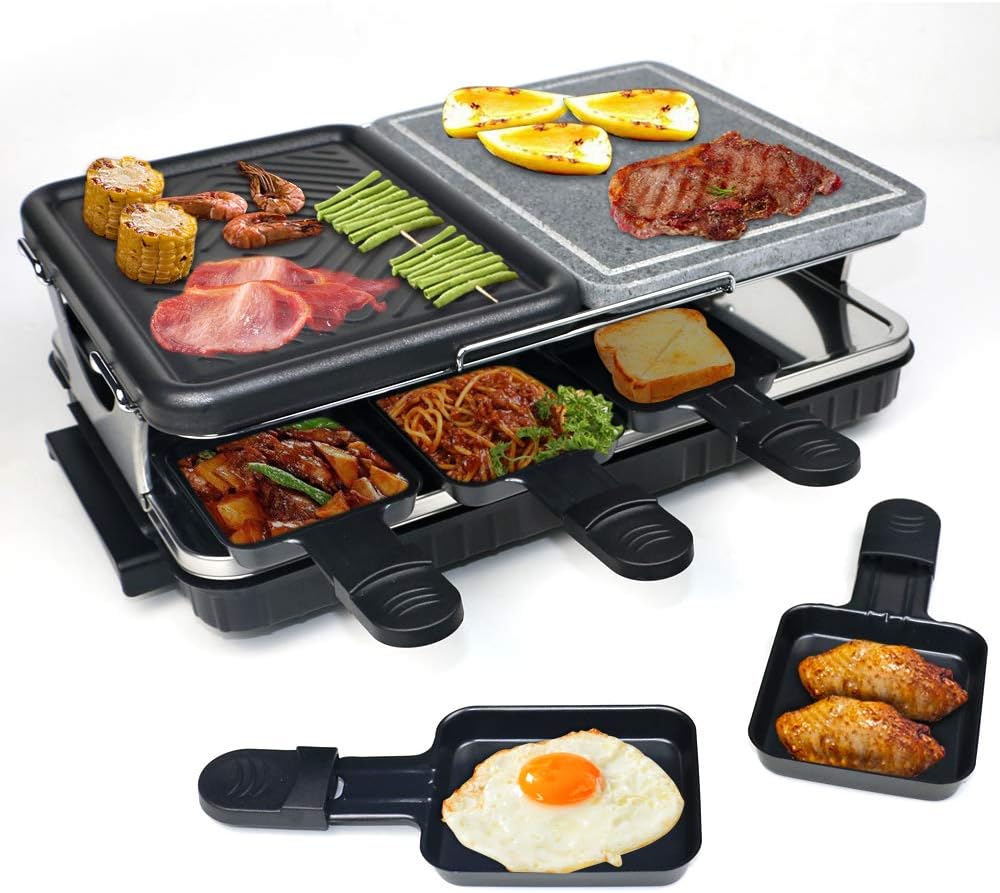 HengBo Appareil à Raclette pour 8 Personnes, Grill Raclette ...