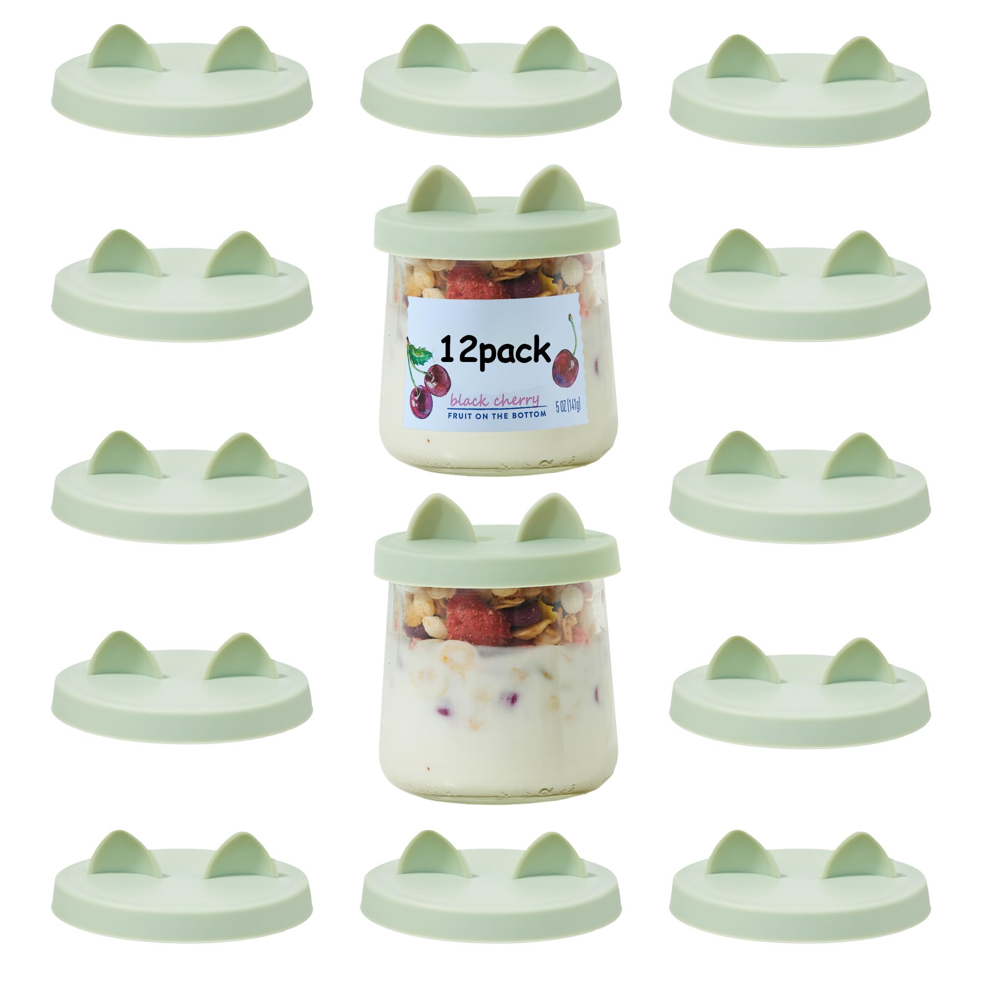 Wingcases Oui Yogurt Jar Lids Silicone - 12 Pack Sage Green Patent ...