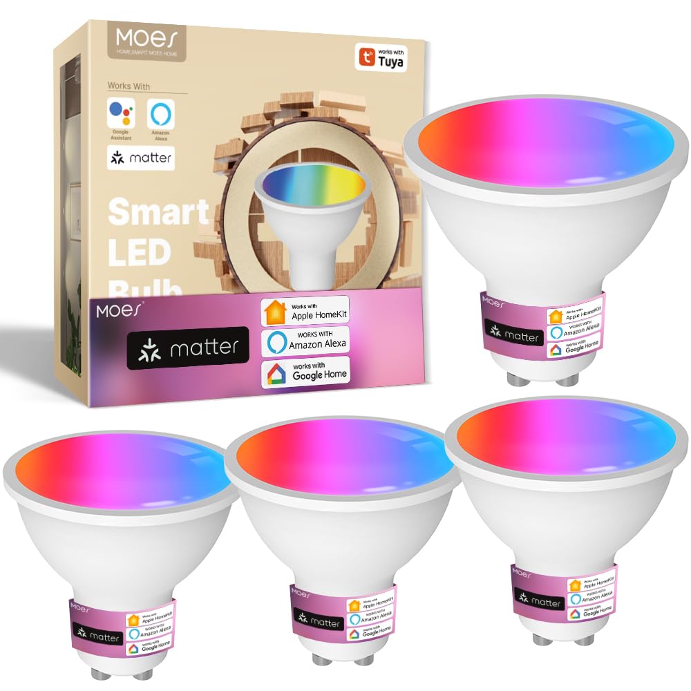 MOES Smart Matter GU10 LED Light Bulbs, Color Changing WiFi Smart Bulbs ...