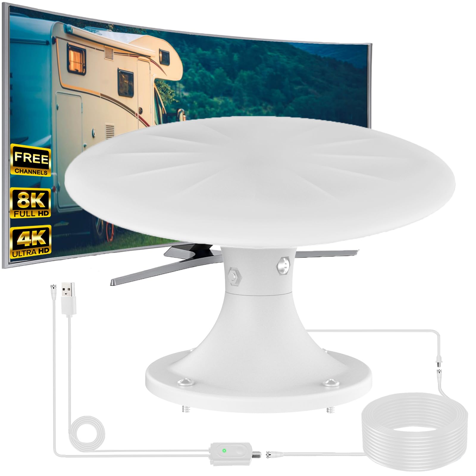 RV TV Antennas Roof Mounted, 720° Long Range Omni Directional Reception ...