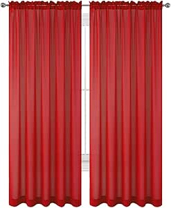 Amazon.com: WPM WORLD PRODUCTS MART Red Window Sheer Treatment Panels ...