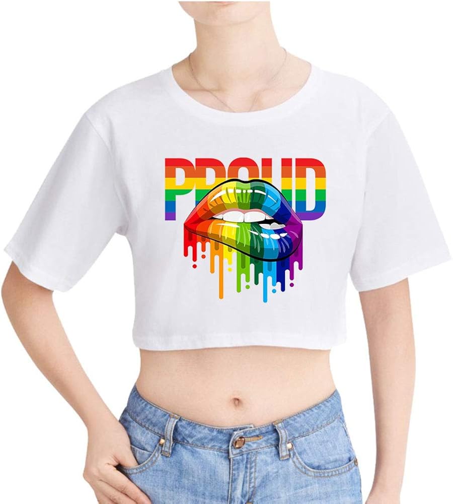 Landove LGBT Crop Top Mujer Verano Camiseta Manga Corta: Amazon.es ...