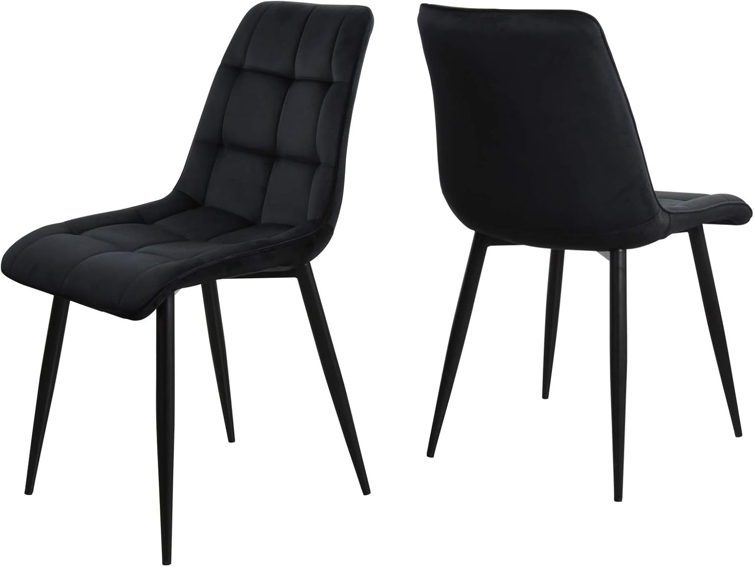 CLIPOP Set of 2 Velvet Dining Chairs Black Kitchen Lounge Chairs with ...