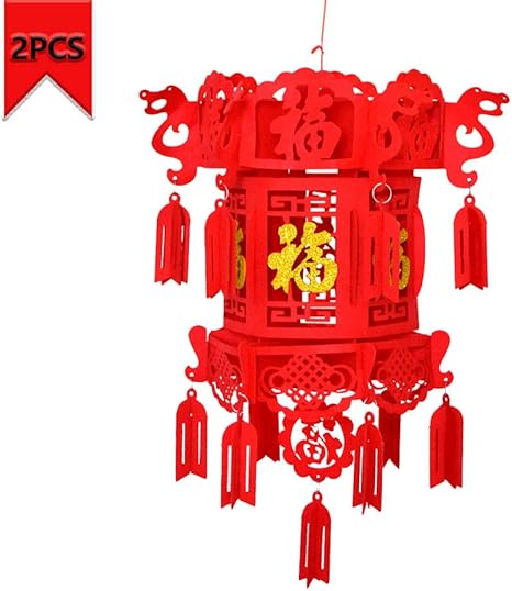 GCAILIAOSHIYOU 2 faroles Chinos Rojos, Decoraciones para Año Nuevo ...