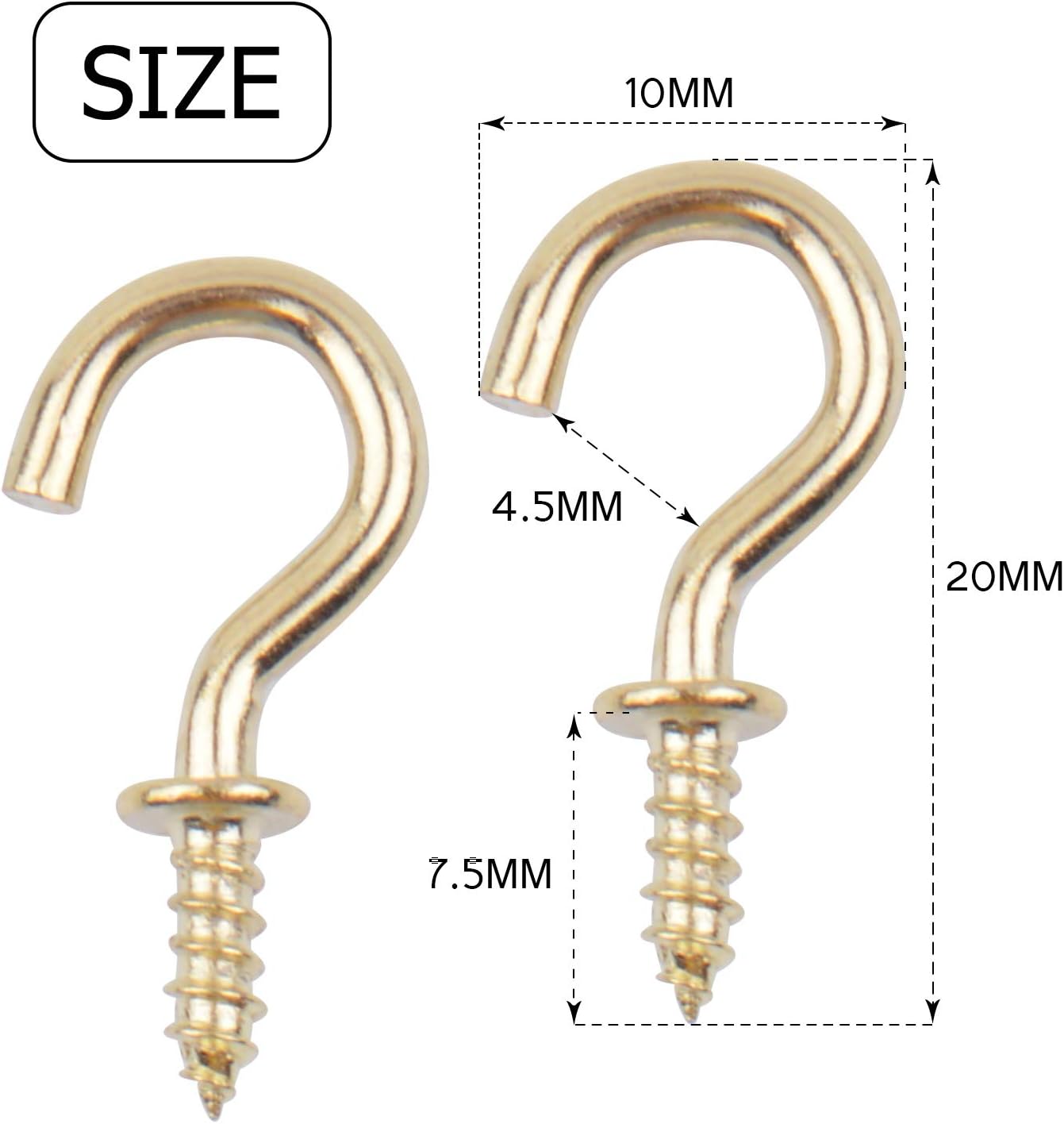 Aylifu Ceiling Screw Hooks, 100 Pieces 1/2 Inch Cup Hooks Screw-in ...