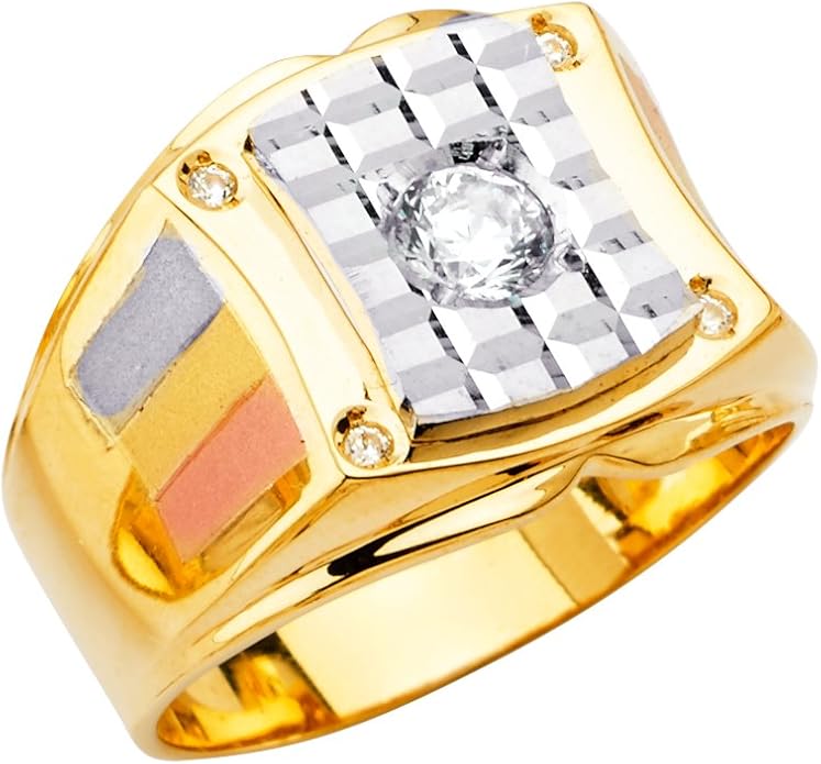 Mens 14k Tri Color Gold Ring - (Multiple Sizes Available)|Amazon.com