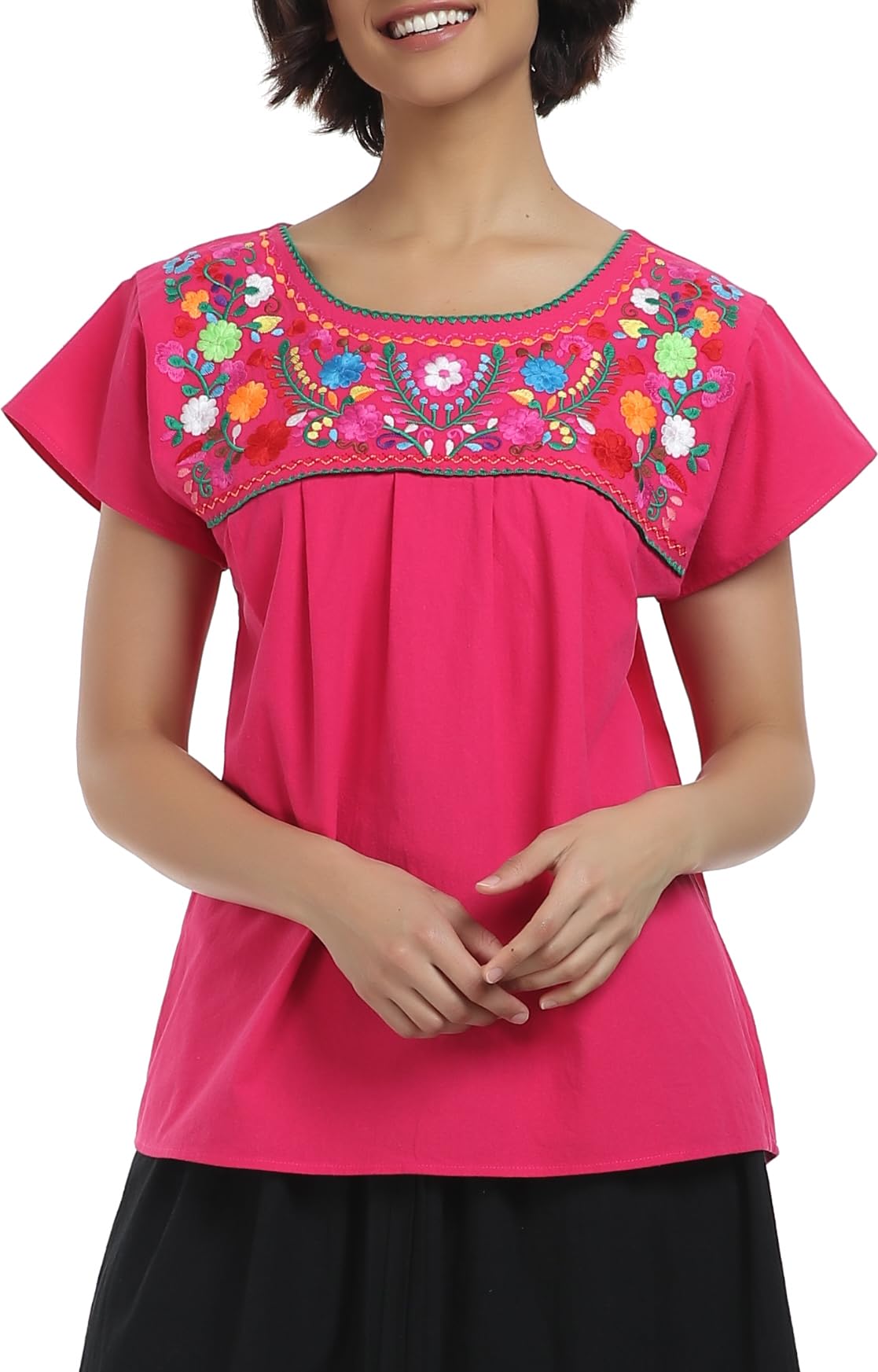 YZXDORWJ Embroidered Mexican Top for Women Peasant Blouse Mexico Summer ...
