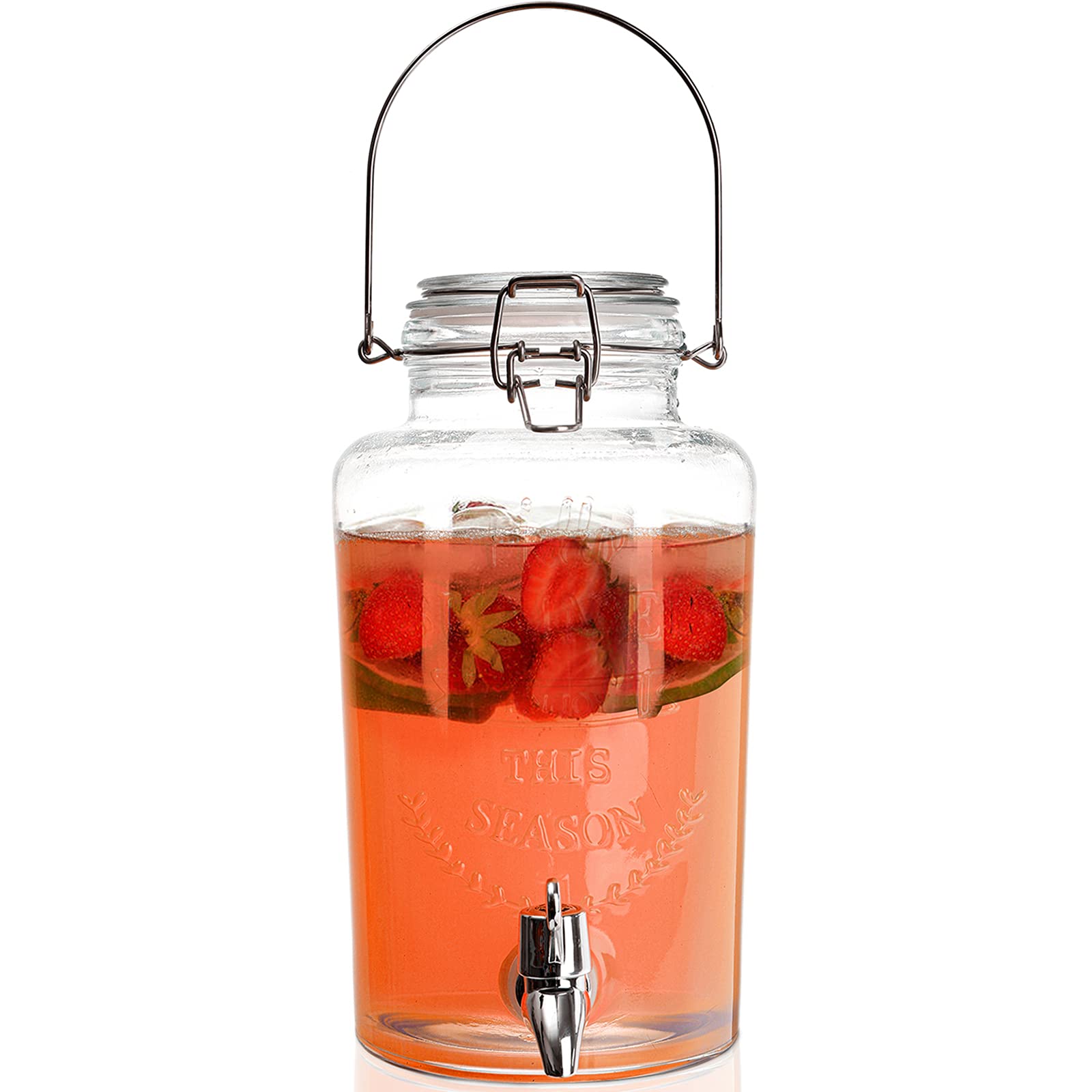 DEAYOU Glass Beverage Dispenser with Spigot, Cold Drink Ice Tea ...