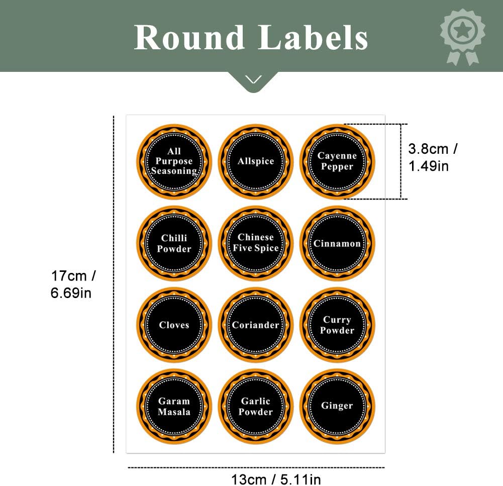 Spice Jar Labels, 5 Sheets Jar Labels Stickers Pre-printed Small Round ...
