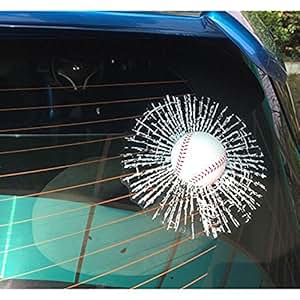 Amazon.com: COGEEK Broken Glass 3D Sticker Car Window Ball Hits Self ...