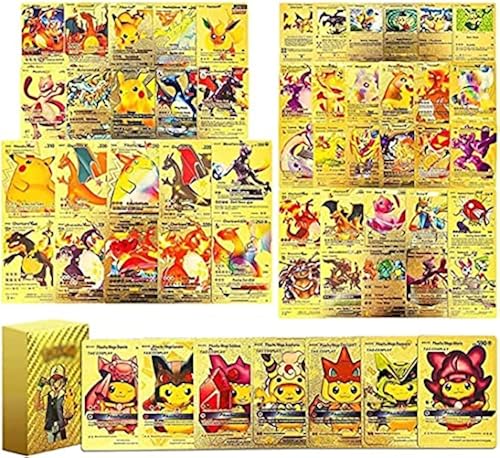 110pcs Gold Foil Card Packs Ultra Rare Shiny Collection Box (17 V ...