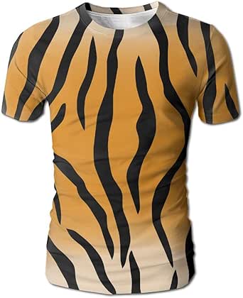 Tiger Stripes Pattern Full Print Novelty Men's Graphic T-Shirt: Amazon ...