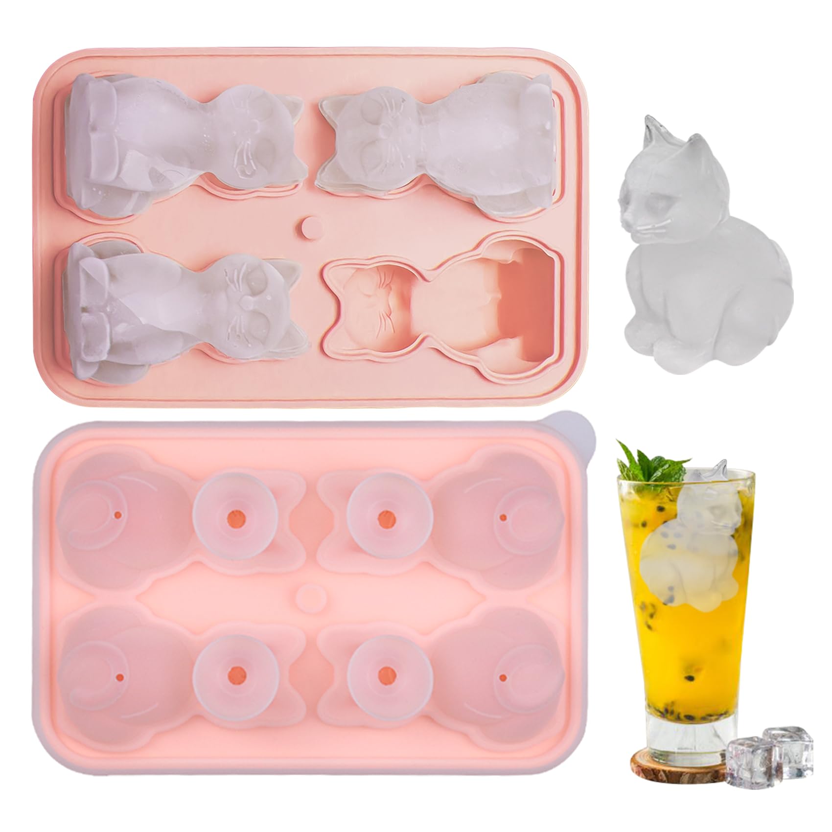 Cat Ice Cube Tray Silicone Large Ice Cube Mold, Fun Shapes Ice Cube ...