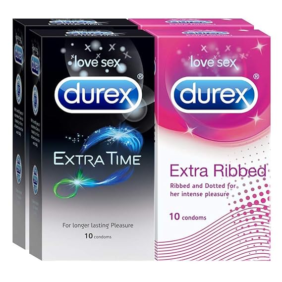 Buy Durex Pleasure Packs (Condoms - 10 Count (Extra Time), Condoms - 10 Count (Extra Ribbed ...