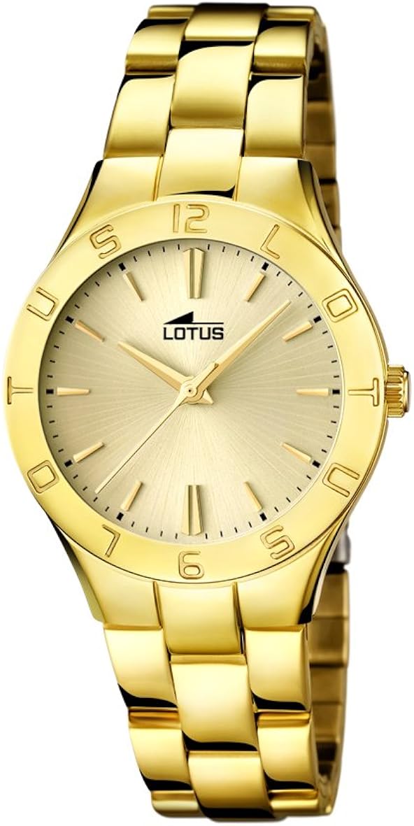 Lotus Women's Quartz Watch with Gold Dial Analogue Display and ...