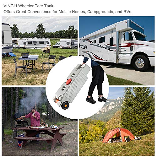 VINGLI 20 Gallon Tote Tank| Portable Wheeled Grey/Black Water Tank for ...