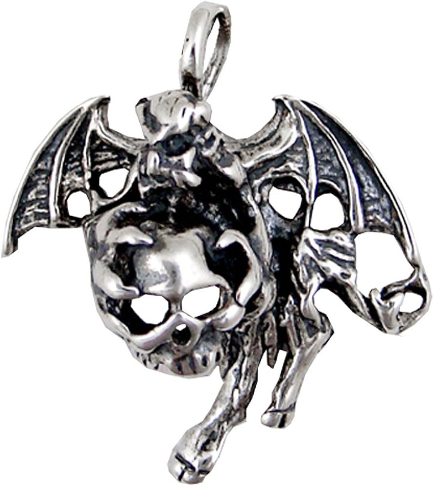Amazon.com: Sterling Silver Gargoyle with Skull Pendant: Jewelry
