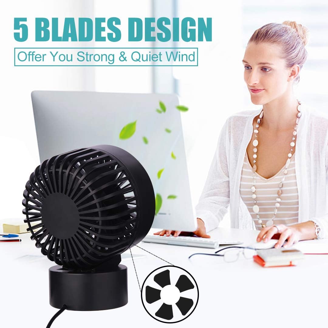 AYOUYA Desk Fan USB Fan Cooling Fan with Adjustable Head, Double Fan ...