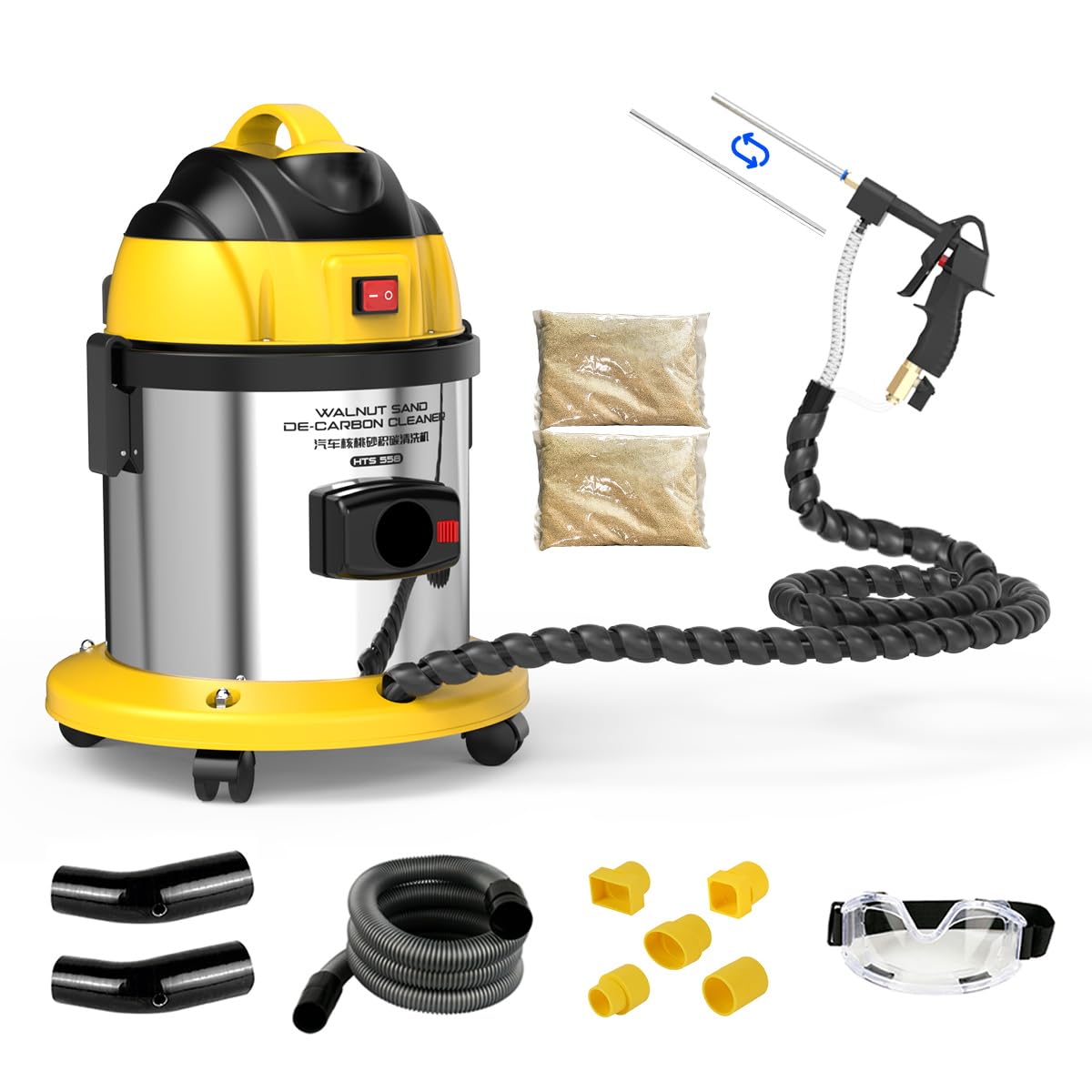 Walnut Blaster Kit for Carbon Cleaning, 1200W Car Carbon Cleaning Tool with 2kg Walnut Sand ...