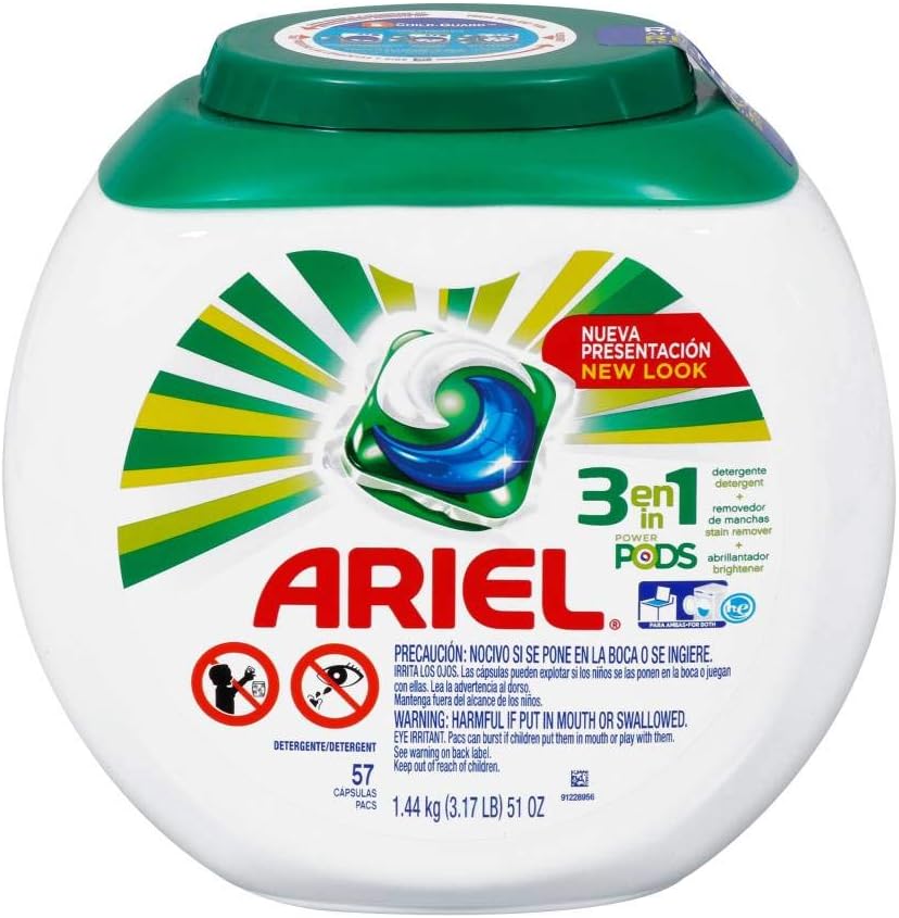 ariel 3 en 1 detergente en capsulas para ropa, 57 unidades.: Amazon.com ...