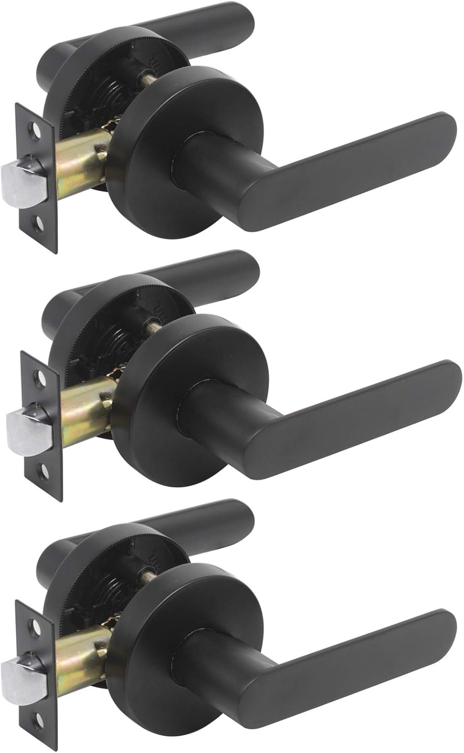 Probrico Matte Black Passage Door Lever Square Hall Closet Handle 1 ...