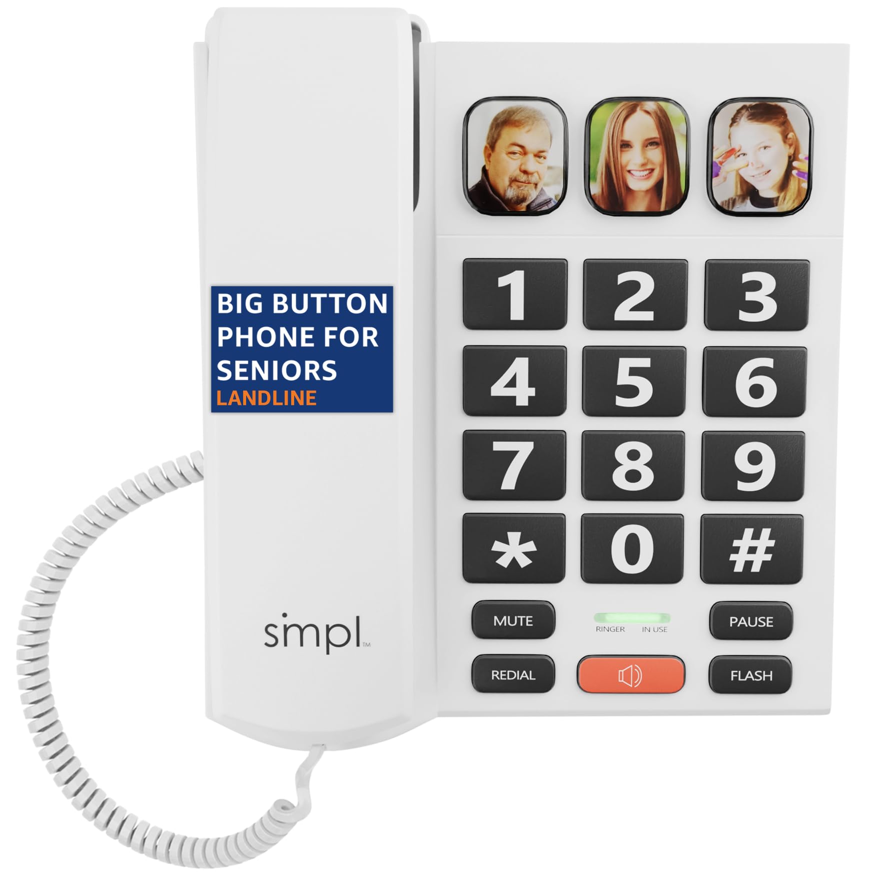 SMPL Big Button Phone for Seniors, Corded Landline Phone for Elderly ...